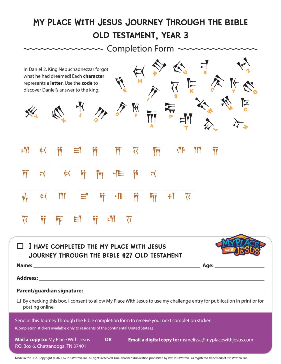 Journey Through the Bible #28 Old Testament 3 – My Place With Jesus