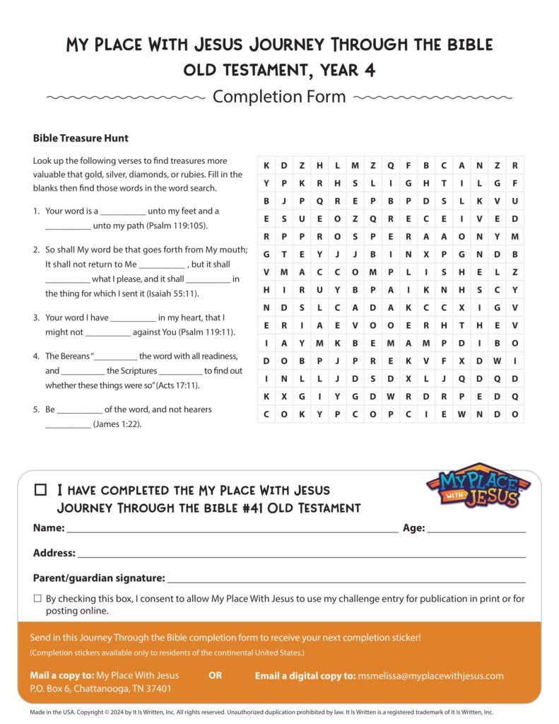 Journey Through the Bible #41 Old Testament 4 – My Place With Jesus